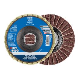 Pferd TOOLS POLIVLIES-F&auml;cherscheibe PVL Korund &Oslash; 125 mm Bohrung 22,23 mm/X-LOCK A180M f&uuml;r Feinschliff (44694212)