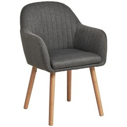 Livetastic Armlehnstuhl, Natur, Dunkelgrau, Holz, Textil, Eiche, massiv, rund, 56x82x57 cm, Esszimmer, St&uuml;hle, Esszimmerst&uuml;hle, Armlehnenst&uuml;hle