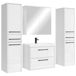 Badplaats BADM&Ouml;BEL-SET Florence 5 Teile Wei&szlig; Hochglanz - 60 x 35 x 51 cm