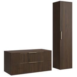 Badplaats BADM&Ouml;BEL-SET Rimini 2 Teile Walnuss Braun - 100 x 46 x 46 cm
