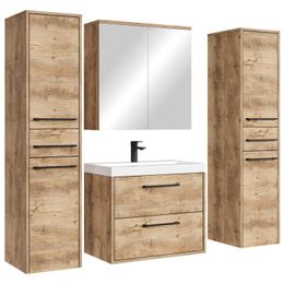 Badplaats BADM&Ouml;BEL-SET Florence 5 Teile Kastanien Eiche - 60 x 35 x 51 cm