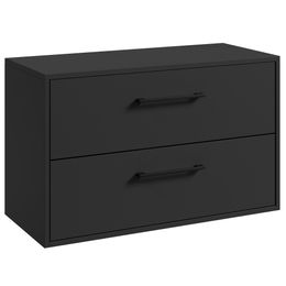 Badplaats WASCHBECKENUNTERSCHRANK Florence 2 Schubladen Matt Schwarz - 80 x 46 x 46 cm