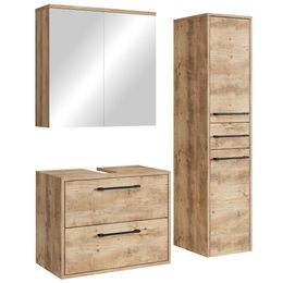 Badplaats BADM&Ouml;BEL-SET Florence 3 Teile Kastanien Eiche - 60 x 35 x 51 cm