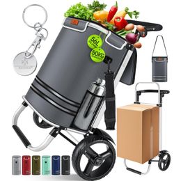 Kesser&reg; Einkaufstrolley klappbar mit 56L Kapazit&auml;t und belastbar bis 50kg 3in1 Trolley Sackkarre & Umh&auml;ngetasche Faltbarer Einkaufswagen inkl. K&uuml;hlfach & Einkaufschip Treppensteiger