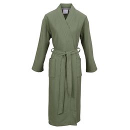 Unisex-Bademantel Carl Ross "wash&wear" Gr. XS, eucalyptus, platin, L:125cm, Baumwoll-Mix, Hausm&auml;ntel, Kimono
