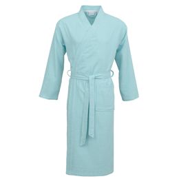 Unisex-Bademantel Carl Ross "flat weave" Gr. L, blau (night blau, ocean blau), L:130cm, Obermaterial: 100% Baumwolle, Hausm&auml;ntel, Kimono