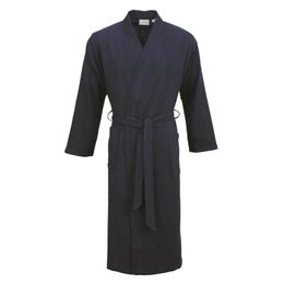 Unisex-Bademantel Carl Ross "flat weave" Gr. L, blau (ice blau, night blau), L:130cm, Obermaterial: 100% Baumwolle, Hausm&auml;ntel, Kimono