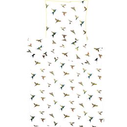 Bettw&auml;sche Apelt "Kolibri", wei&szlig;, B/L: 155cm x 220cm, 1 Stk., 1 Stk., Mako-Satin, B/L: 80cm x 80cm, 2 Stk., Mako-Satin, Obermaterial: 100% Baumwolle, Bettw&auml;sche, Bettw&auml;sche, stylische bunte V&ouml;gel