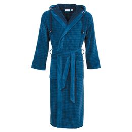 Herrenbademantel Carl Ross "Velours" Gr. 56, blau (sapphire, night blau), L:130cm, Velours, Hausm&auml;ntel, Kapuze