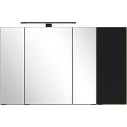 Spiegelschrank Welltime "MAILAND, ged&auml;mpfte Scharniere, LED-Aufbauleuchte", wildeiche, matt schwarz, B:105cm H:64cm T:20cm, MDF, Schr&auml;nke, Spiegelschrank, Wildeiche/matt schwarz, LED-Aufbauleuchte, ged&auml;mpfte Scharniere