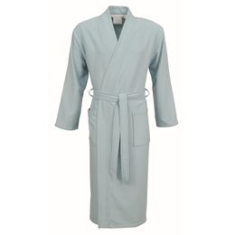 Unisex-Bademantel Carl Ross "wash&wear" Gr. XS, ocean blau, sanftes wei&szlig;, L:125cm, Baumwoll-Mix, Hausm&auml;ntel, Kimono