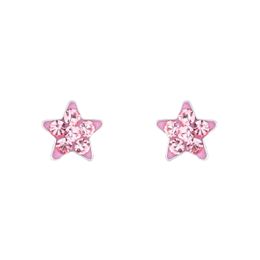 Paar Ohrstecker Amor "Sternchen", bunt (silberfarben, rosa, rosa), Ohrringe, M&auml;dchen, Silber 925 (Sterlingsilber), mit Kristallglas