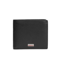 Geldb&ouml;rse Tommy Hilfiger "TH CENTRAL CC FLAP AND COIN", Herren, schwarz, Leder, Kleinlederwaren, Unisex Portmonnaie, Geldbeutel mit Kontraststreifen innen