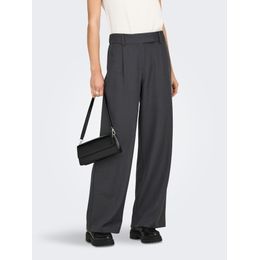 Anzughose Only "ONLLINDA HW STR MEL PANTS TLR NOOS", Damen, Gr. L (40), L&auml;nge 32, dunkelgrau melange, Web, Obermaterial: 97% Polyester, 3% Elasthan, unifarben, gerade lang, Hosen Anzughose, Materialmix
