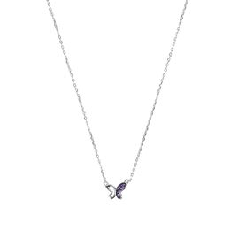 Kette mit Anh&auml;nger Tom Tailor "Schmetterling-Motiv", silberfarben, lila, Halsketten, M&auml;dchen, Silber 925 (Sterlingsilber), L: 40 B: 1mm, mit Zirkonia (synth.), B:1mm