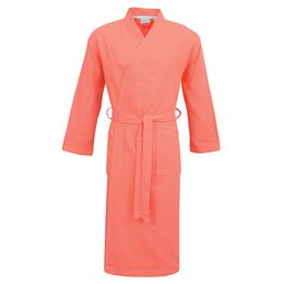 Unisex-Bademantel Carl Ross "flat weave" Gr. XL, orange (coral, sanftes wei&szlig;), L:130cm, Obermaterial: 100% Baumwolle, Hausm&auml;ntel, Kimono