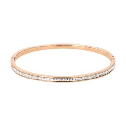 Armreif Tom Tailor, rosa (ros&eacute;goldfarben, kristallwei&szlig;, kristallwei&szlig;), Armb&auml;nder, Damen, Edelstahl, Armreif, mit Kristallglas