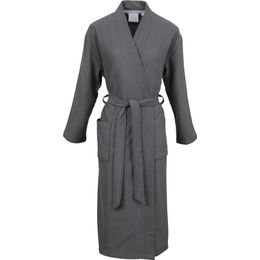 Unisex-Bademantel Carl Ross "wash&wear" Gr. M, basalt, ice blau, L:130cm, Baumwoll-Mix, Hausm&auml;ntel, Kimono