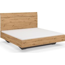 Futonbett Rauch "Einzelbett Doppelbett Holzbett KOLUNA Breite 180 cm", braun (eiche artisan), B:185cm H:121cm L:209cm, Betten, Futonbett, mit hohem Kopfteil in Lattenoptik zum Anlehnen MADE IN GERMANY
