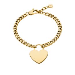 Armband Fossil "Schmuck Geschenk Edelstahl SUTTON, Herz", gelbgoldfarben, Armb&auml;nder, Damen, 19,1cm, Edelstahl, Armband
