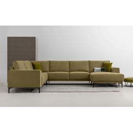 Wohnlandschaft OTTO HOME "OLAND U-Form, XXL, B: 342 cm, Skandi-Design", gr&uuml;n (olive), B:342cm H:85cm T:260cm, 100% Polyester, Sofas, Wohnlandschaft, Skandi-Design in Struktur, Flachgewebe, Luxus-Microfaser, Boucle