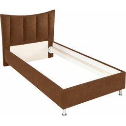Polsterbett, braun, B:110cm L:210cm, Bezug Bett: Microfaser (100% Polyester);Bonnell-Federkernmatratze: Mischgewebe (51% Polyprophlen, 39% Polyester, 10% Baumwolle);Kaltschaummatratze: Frottee (100% Polyester), Bezug abnehm- und waschbar bis 60C, Westfalia Schlafkomfort, Betten, Polsterbett