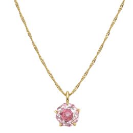 Kette mit Anh&auml;nger Amor, gelbgoldfarben, rosa, Halsketten, Damen, Silber 925 (Sterlingsilber), L: 45 B: 1,2mm, mit Zirkonia (synth.), B:1,2mm