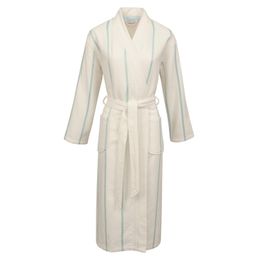 Unisex-Bademantel Carl Ross "supercombed light" Gr. L, sanftes wei&szlig;, ocean blau, L:130cm, Frottier, Hausm&auml;ntel, Kimono