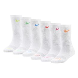 Socken Nike Sportswear "f&uuml;r Kinder NHB NIKE DF PERF BASIC CREW", M&auml;dchen, Gr. 27-34,5, wei&szlig; (volt), Obermaterial: 75% Baumwolle, 22% Polyester, 3% Elasthan, Socken Socken, 6er-Pack, mit Elasthan