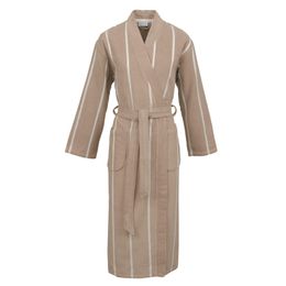 Unisex-Bademantel Carl Ross "supercombed light" Gr. S, khaki, sanftes wei&szlig;, L:125cm, Frottier, Hausm&auml;ntel, Kimono
