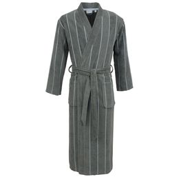 Herrenbademantel Carl Ross "Velours" Gr. 48, dunkelgrau, ice blau, L:130cm, Velours, Hausm&auml;ntel, Kimono