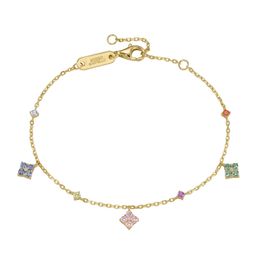 Armband "mit Behang, farbige Zirkonia, vergoldet, Silber 925", bunt (mehrfarbig), Giorgio Martello MILANO, Armb&auml;nder, Damen, 19cm, Silber 925 (Sterlingsilber), Armband