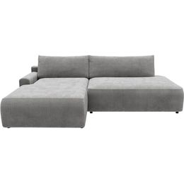 Ecksofa Trendmanufaktur "Prag, Schlafsofa mit Bettkasten, Couch in L-Form, Breite 253 cm", betongrau, B:253cm H:82cm T:167cm, 92%Polyester, 8%Polyamide, Sofas, Ecksofa, in Cordstoff HYPER, betongrau, Recamiere links