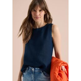 Blusentop Cecil, Damen, Gr. XXL (46), universal blau, Web, 100% Leinen, unifarben, klassisch normal, Rundhals, normaler Saum, Blusen Blusentop, aus Leinen