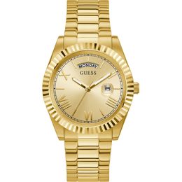 Quarzuhr Guess "CONNOISSEUR", gold (goldfarben, goldfarben), Armbanduhren, Herren, Quarzuhr, Armbanduhr, Herrenuhr, Datum, Wochentag, Edelstahlarmband