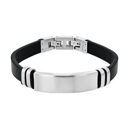 Lederarmband Tom Tailor, edelstahlfarben, schwarz, Armb&auml;nder, Herren, 21,5cm, Edelstahl Kautschuk Leder, Edelstahl, Kautschuk, Leder, Lederarmband