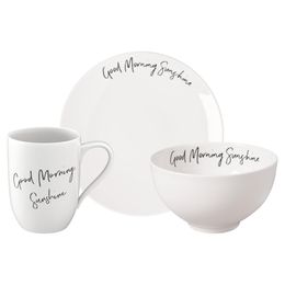 Villeroy & Boch Geschirr-Set VILLEROY & BOCH "Fr&uuml;hst&uuml;cks-Set Sunshine Statement 3er Set wei&szlig;", wei&szlig;, 3, Porzellan, Geschirr-Sets, Geschirr-Set, Sp&uuml;lmaschinengeeignet, Mikrowellengeeignet