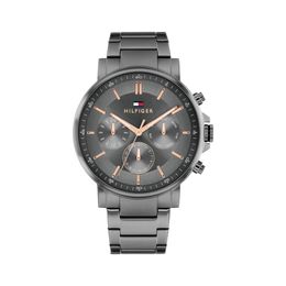 Multifunktionsuhr Tommy Hilfiger "TYSON", grau, Armbanduhren, Herren, Quarzuhr, Armbanduhr, Herrenuhr, Edelstahlarmband, analog, Tag