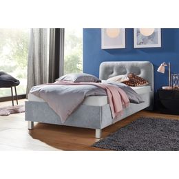 Polsterbett "Vulkan", grau, B:110cm L:210cm, Bezug Bett: Microfaser (100% Polyester) oder Strukturstoff (77% Polyester, 23% Viskose);Bonnell-Federkernmatratze: Mischgewebe (51% Polyprophlen, 39% Polyester, 10% Baumwolle);Kaltschaummatratze: (100% Polyester), Bezug abnehm- und waschbar bis 60C, Westfalia Schlafkomfort, Betten, Polsterbett, in diversen Ausf&uuml;hrungen