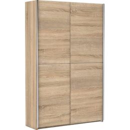 Schwebet&uuml;renschrank Schlafkontor "Heimo/Fast Schrank Kleiderschrank Garderobe", braun (struktureichefarben hell), B:125cm H:196cm T:38cm, Holzwerkstoff, Schr&auml;nke, Schwebet&uuml;renschrank, geringe Tiefe, ausziehbarer Kleiderstange, Garderobenschrank, 6 B&ouml;den