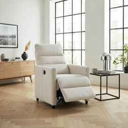Relaxsessel OTTO HOME "ANNICA, TV-Sessel mit elektrischer Relax- und Liegefunktion", wei&szlig; (creme), B:69cm H:104cm T:87cm, Webstoff 100% Polyester, Sessel, Relaxsessel, Federkern-Polsterung, pflegeleichter Webstoff