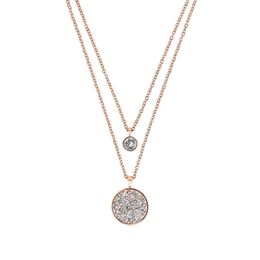 Kette mit Anh&auml;nger Tom Tailor, ros&eacute;goldfarben, apricot, kristallwei&szlig;, altrosa, Halsketten, Damen, Edelstahl, L: 45 B: 1,9mm, mit Kristallglas, B:1,9mm