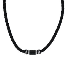 Kette mit Anh&auml;nger Tom Tailor, edelstahlfarben, schwarz, Halsketten, Herren, Edelstahl Kautschuk Leder, L: 60 B: 9mm, Edelstahl, Kautschuk, Leder, B:9mm