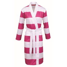 Damenbademantel Carl Ross "wash&wear" Gr. 44, pink, wei&szlig;, L:110cm, Frottier, Hausm&auml;ntel, Kimono