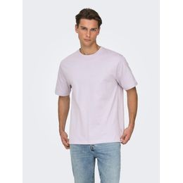 Only & Sons Rundhalsshirt ONLY & SONS "ONSFRED RLX SS TEE", Herren, Gr. L, misty lila, Single Jersey, Obermaterial: 100% Baumwolle, unifarben, relaxed fit normal, Rundhals, Shirts Rundhalsshirt, Baumwolle, relaxed fit
