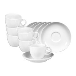 Espressotasse Seltmann Weiden "Espressotassen mit Untertassen VIP. 90 ml 6er Set wei&szlig;", wei&szlig;, B:12cm H:7cm &Oslash;:12cm, Porzellan, Trinkgef&auml;&szlig;e, Espressotasse, Sp&uuml;lmaschinenfest, Mikrowellensicher, Ofenfest