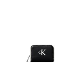Geldb&ouml;rse Calvin Klein "CONTRAST CK MEDIUM ZIP AROUND", Herren, schwarz, wei&szlig;, Lederimitat, Kleinlederwaren, Geldbeutel, Portemonnaie, Money Pocket mit Rei&szlig;verschluss