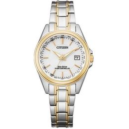 Funkuhr Citizen, silber (silberfarben, goldfarben), Armbanduhren, Damen, Funkuhr, Armbanduhr, Damenuhr, Solar, Edelstahlarmband, Saphirglas, Datum