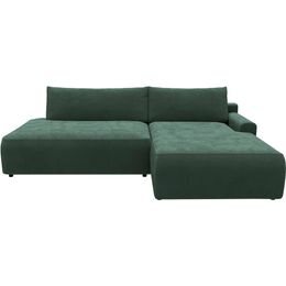 Ecksofa Trendmanufaktur "Prag, Schlafsofa mit Bettkasten, Couch in L-Form, Breite 253 cm", dunkelgr&uuml;n, B:253cm H:82cm T:167cm, 92%Polyester, 8%Polyamide, Sofas, Ecksofa, in Cordstoff HYPER, dunkelgr&uuml;n, Recamiere rechts