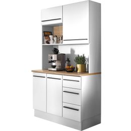 Buffet BASIC BY BALCULINA "Denver, K&uuml;chenbuffet BxHxT 120x211x60", wei&szlig;, wei&szlig;, lanzelot eiche, B:120cm H:211cm T:60cm, Holzwerkstoff, Schr&auml;nke, Buffet, Breite 120cm, Soft-Close f&uuml;r T&uuml;ren und Schubk&auml;sten
